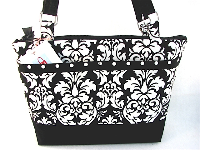 Cleo Handbag in Black and White Damask by xsbaggage and co