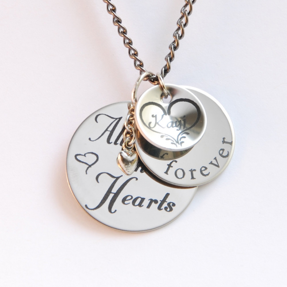 Personalized Memorial Necklace with Heart Circle and Name