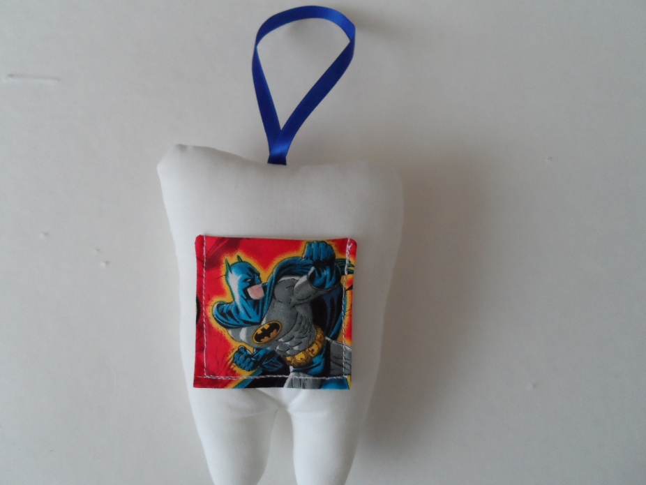 Tooth Fairy Pillow - Batman by Frances Rodriguez, Textile / Fabric