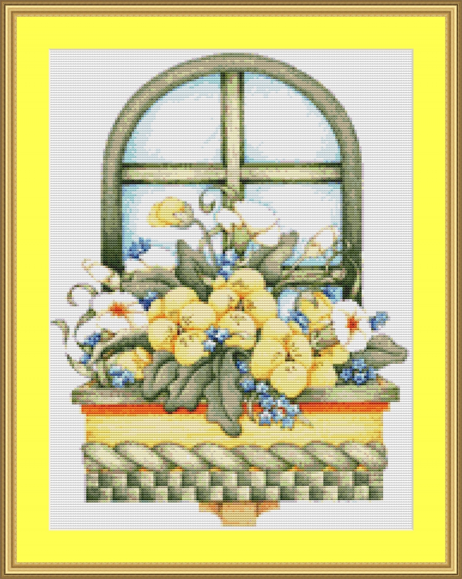 Window Box Cross Stitch Pattern by Avalon Cross Stitch, Needle Craft