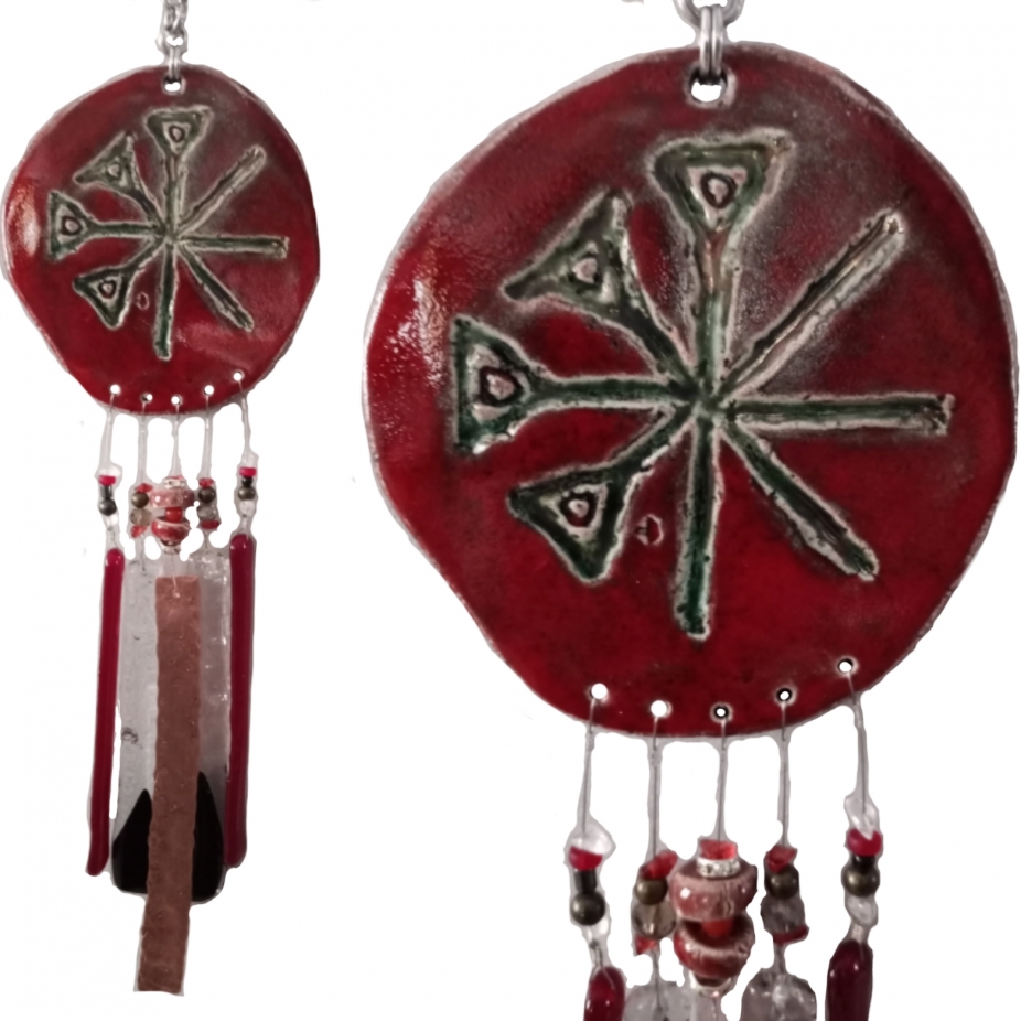Anu Wind Chime Glass Raku Ceramic Sumerian Mobile Red Pottery