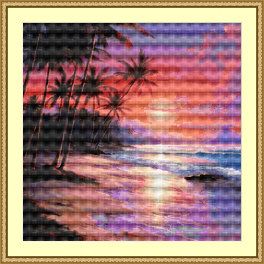 Tropical Sunset Cross Stitch Pattern by Avalon Cross Stitch