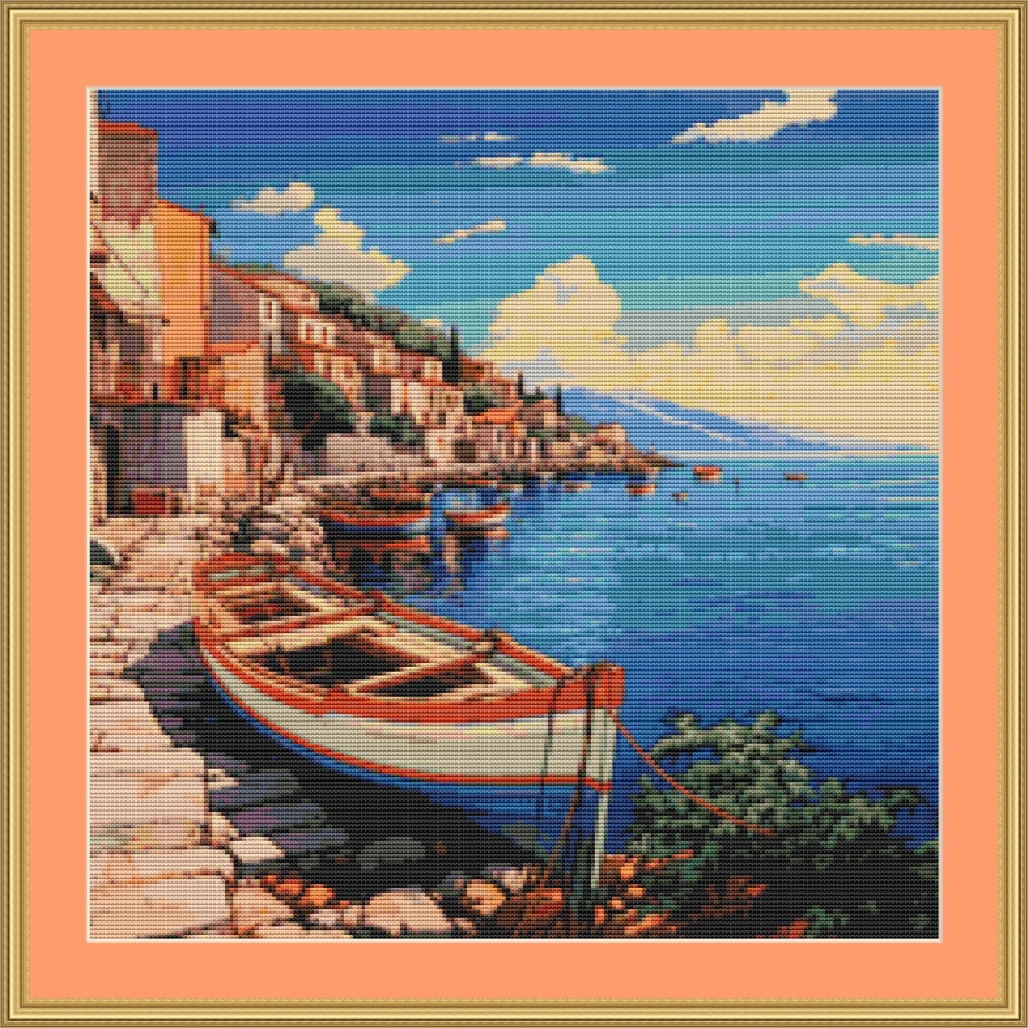 Boat On Shore Cross Stitch Pattern by Avalon Cross Stitch