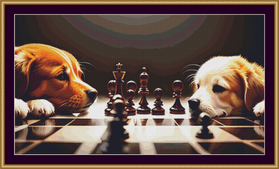 Dog Chess Cross Stitch Pattern by Avalon Cross Stitch, Needle Craft