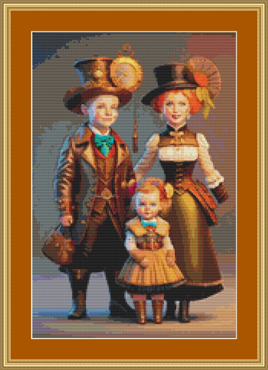 Steampunk Family Cross Stitch Pattern by Avalon Cross Stitch