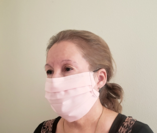 Cotton Face mask with nose molding, Double layer dust mask pink