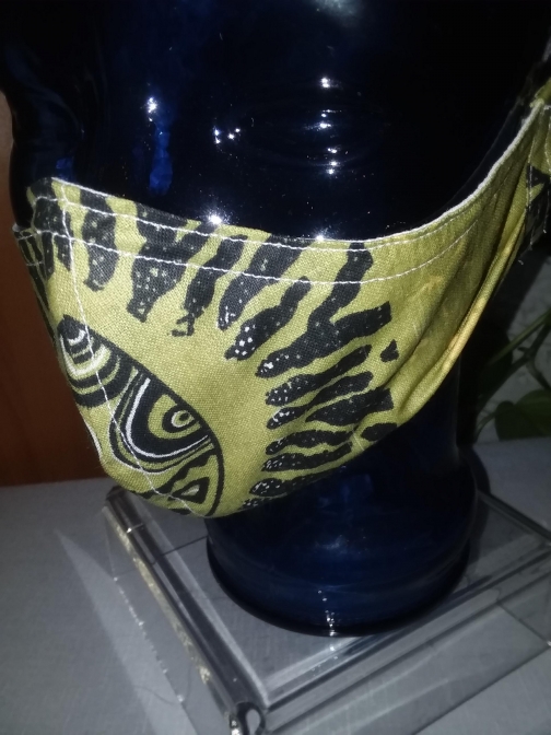 Face Mask 1 Adult Green And Black Print Reusable Double Layered