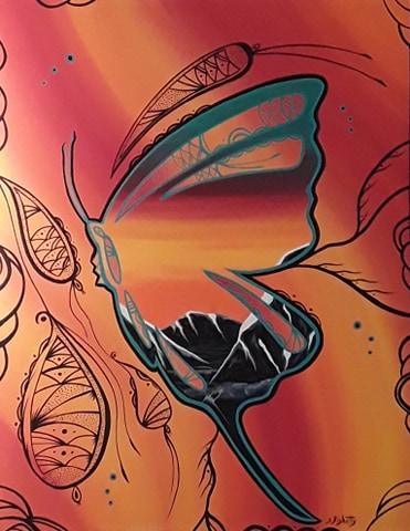Butterfly, Indigenous Painting, Acrylic on Canvas by IndigeneArts